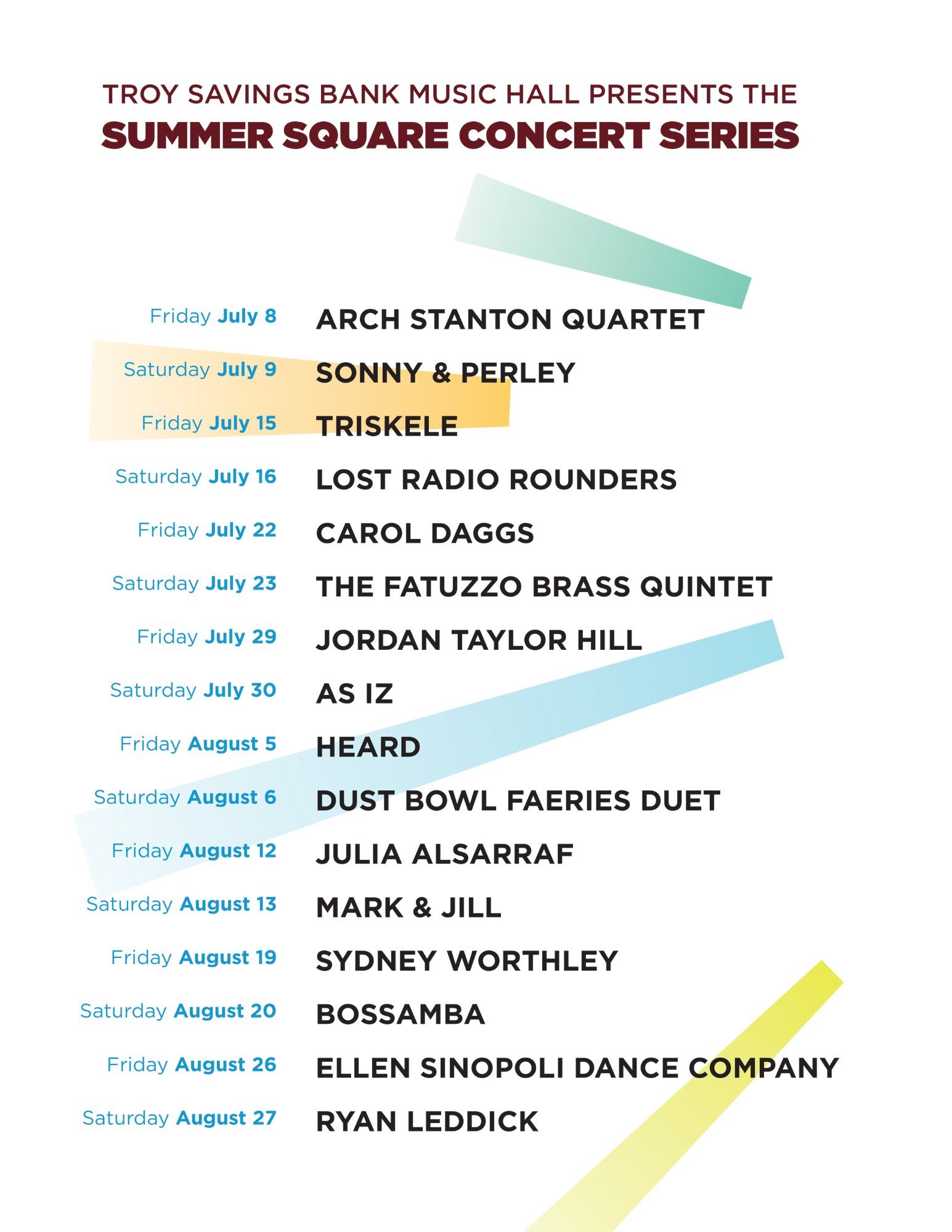 Rensselaer County Summer Concert Series Lineups